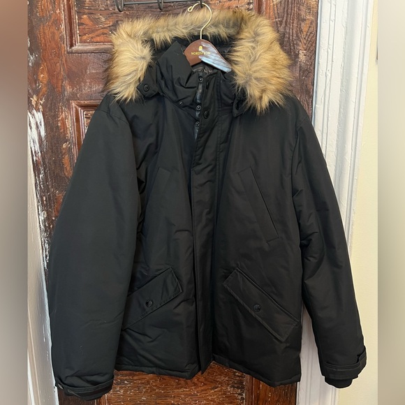 Noize | Jackets & Coats | Noize Black Midlength Parka With Faux Fur ...
